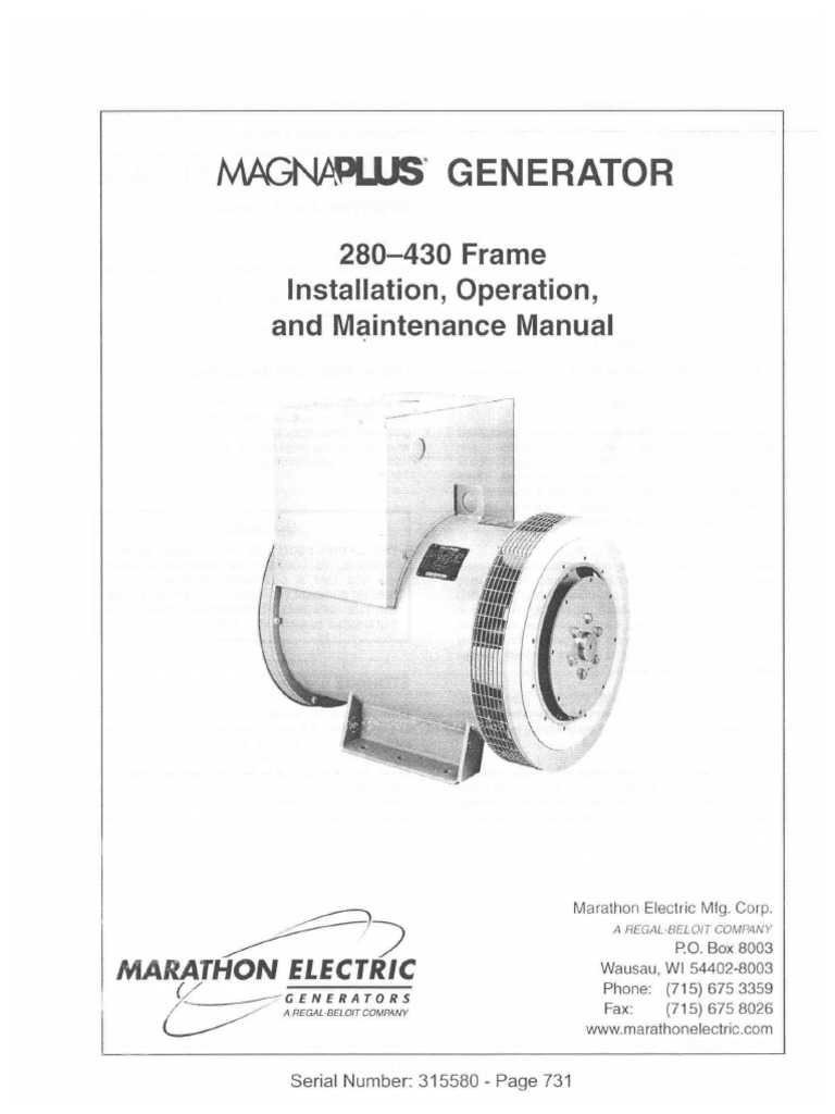 MARATHON Magnaplus Generator 280-430 FRAME | PDF