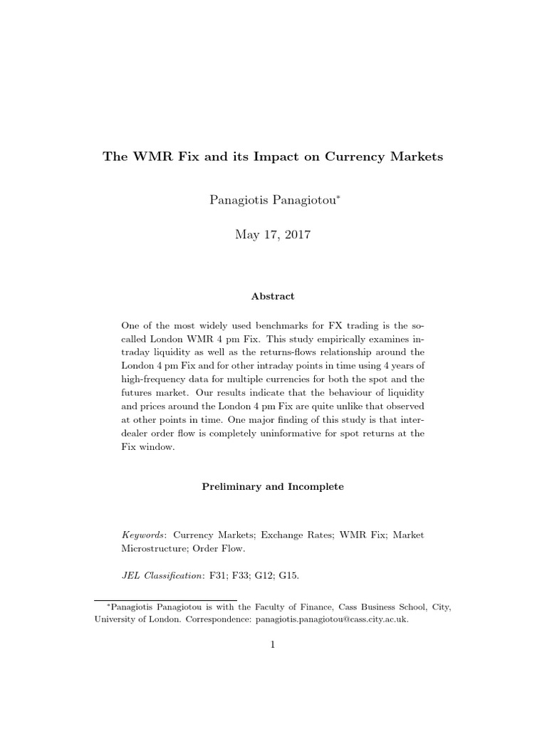 The WMR Fix and Its Impact On Currency Markets | PDF | Foreign Exchange ...