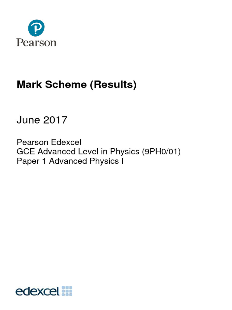 June 2017 MS - Paper 1 Edexcel Physics A-Level | PDF | Significant ...