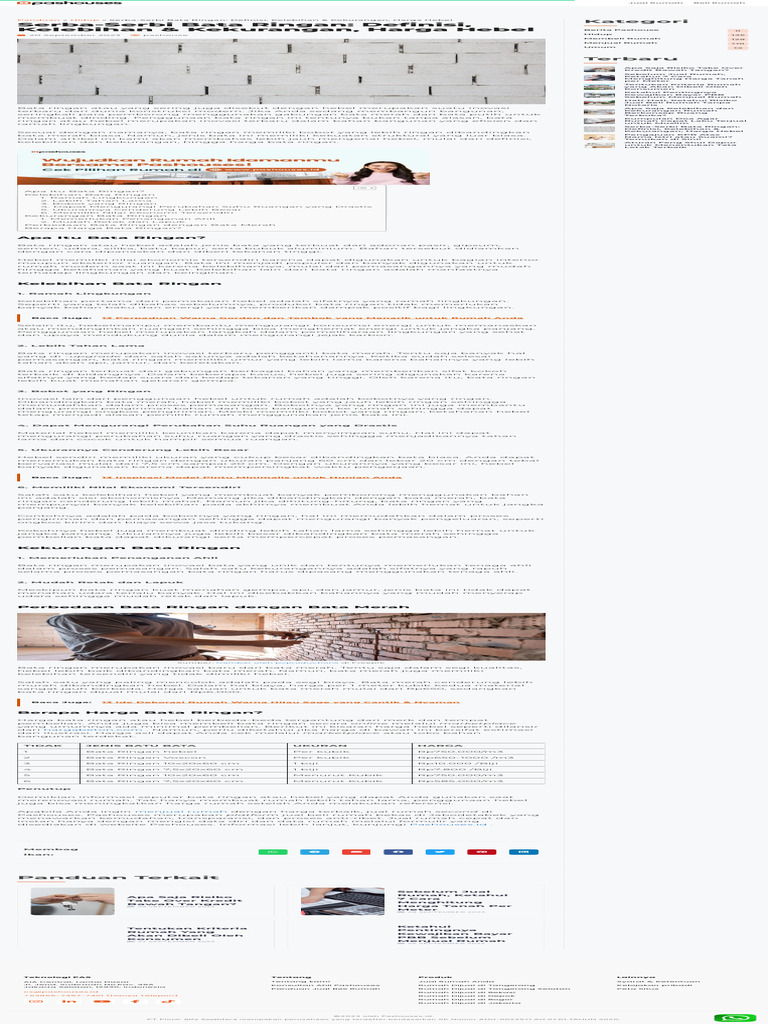 Bata Ringan Definisi, Kelebihan & Kekurangan, Ha | PDF