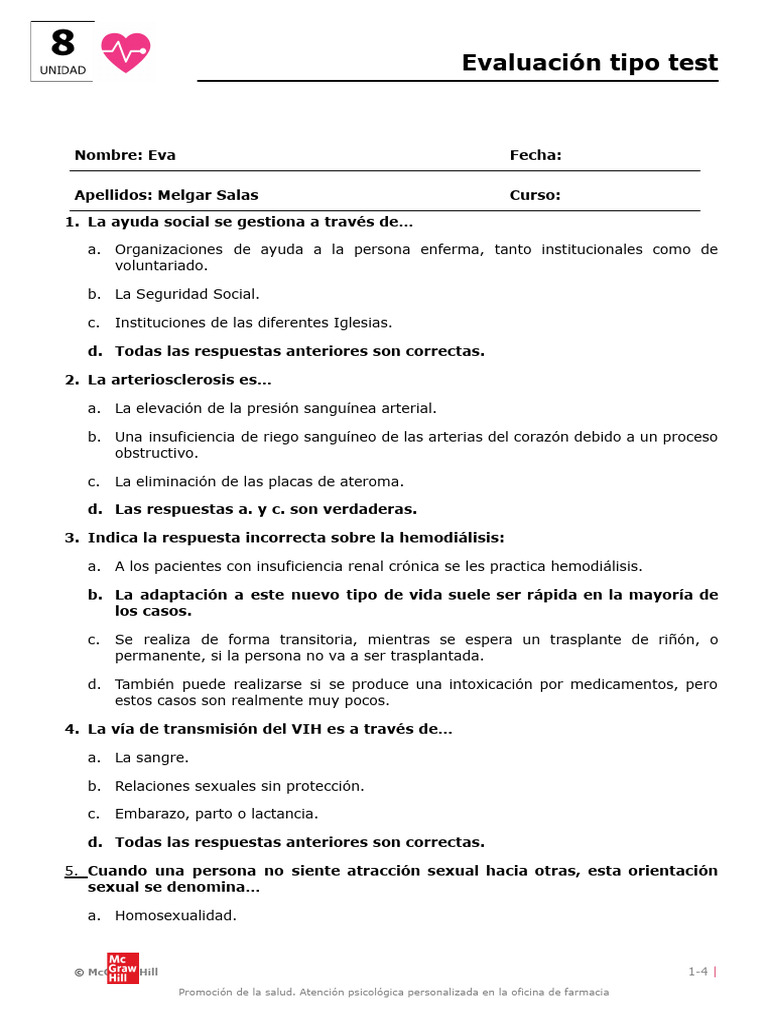 TEST - 8 - SS Eva Test | PDF | Sangre | Hemodiálisis