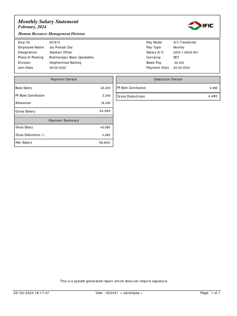 February 2024 Salary Statement | PDF | Finance & Money Management