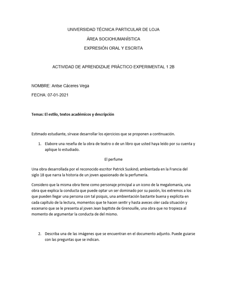 Actividad Práctico Experimental 1 2B | PDF