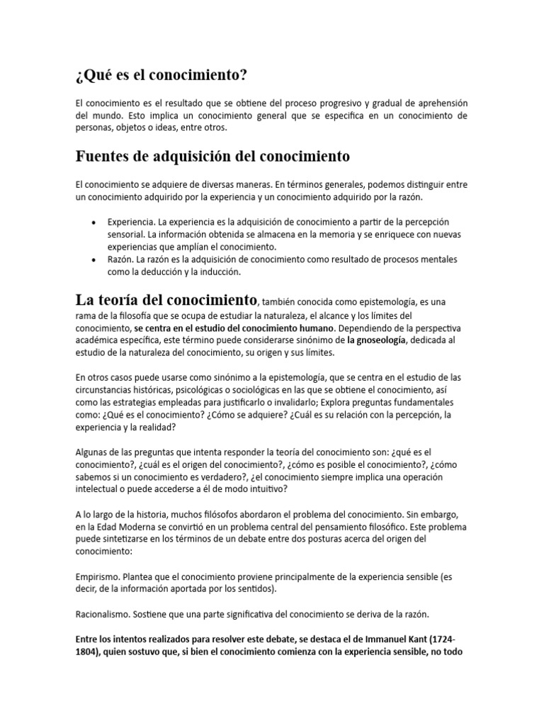 Qué Es El Conocimiento | PDF | Conocimiento | Epistemología
