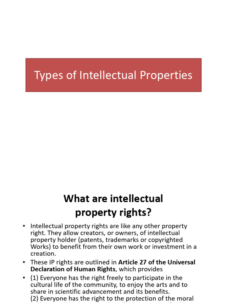 Types of Intellectual Property and Conventions | PDF | Intellectual ...