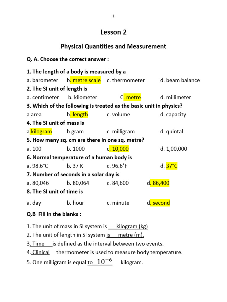 L-2 Physical Quantities and Measurment | PDF | Measurement | Kilogram