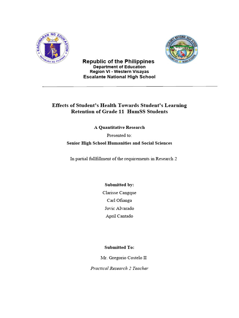 Group CANGQUE SAURA StudentsHealthTowardsStudentsRetention | PDF | Mental Health | Physical Fitness