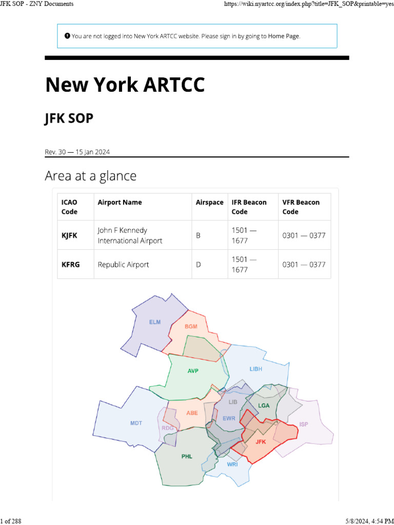 Virtual New York ARTCC - JFK SOP - ZNY Documents | PDF
