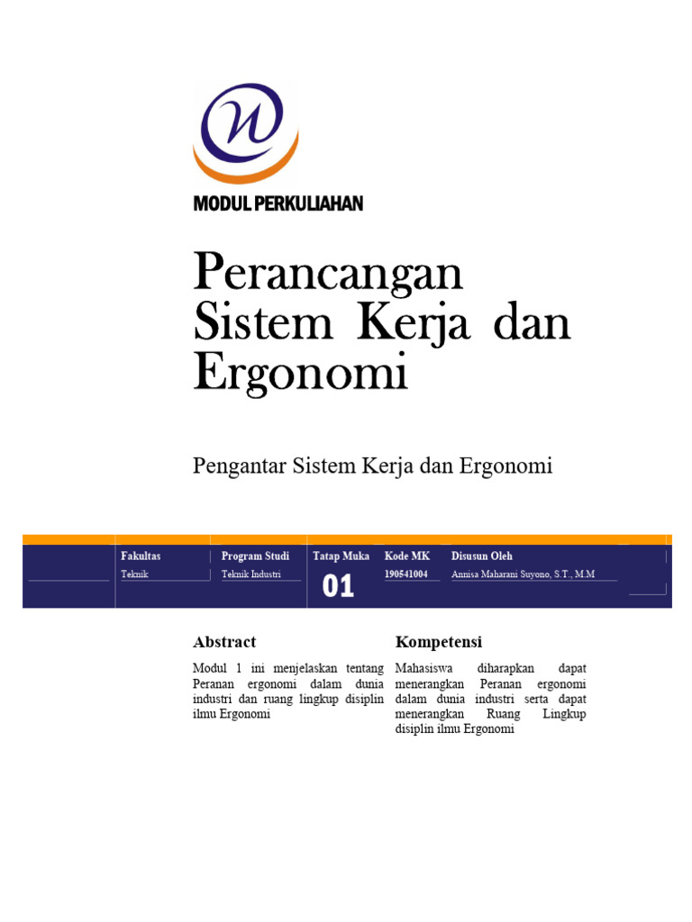 Pengantar Sistem Kerja Dan Ergonomi | PDF | Teknologi & Rekayasa