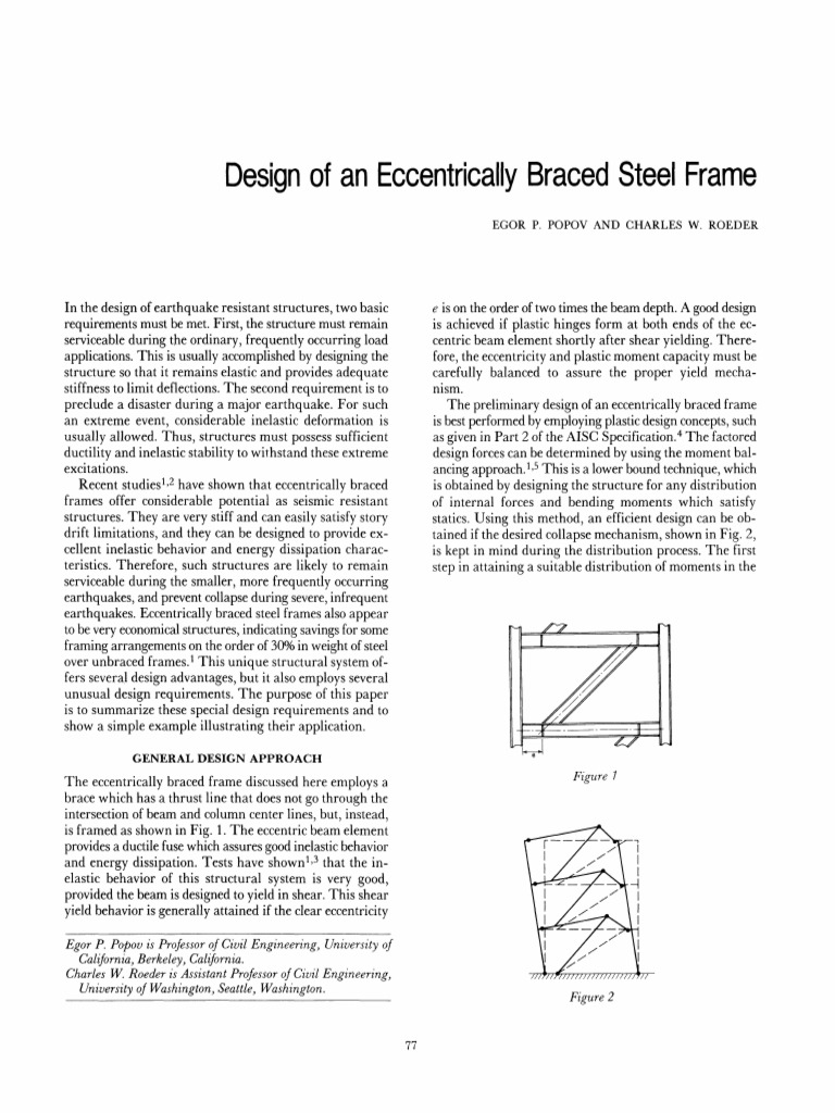 Design of An Eccentrically Braced Steel Frame: Egor P. Popov and Charles W. Roeder | PDF | Beam ...