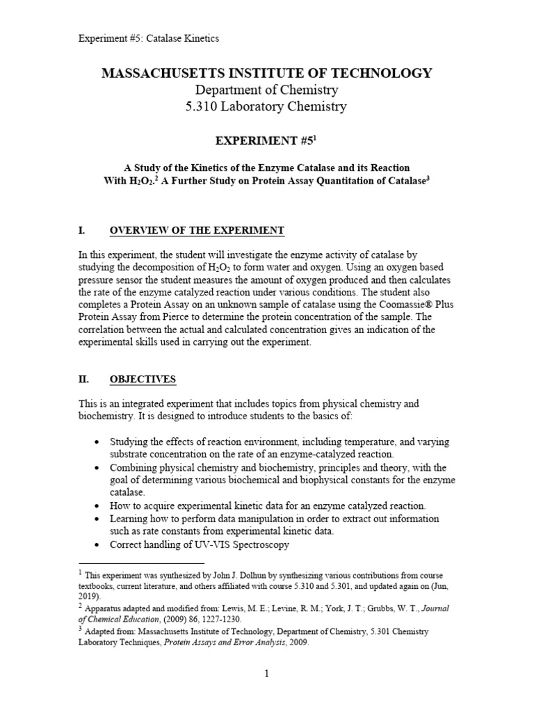 Laboration - Biokemi Enzymer Katalas | PDF | Reaction Rate | Activation ...