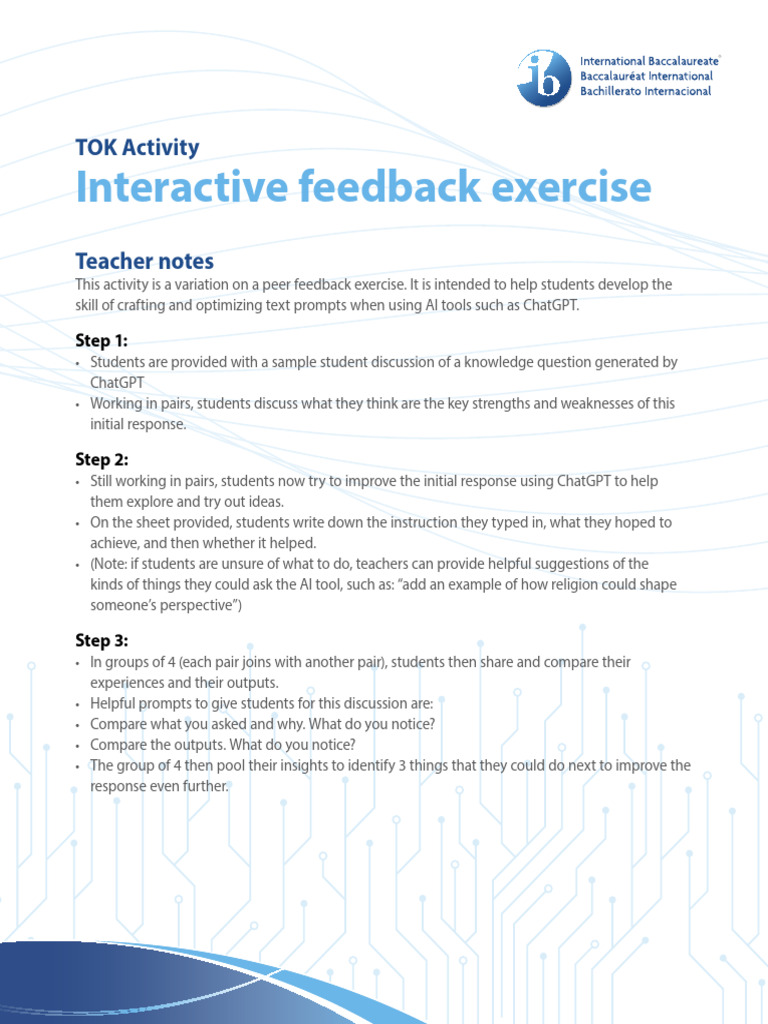 Tok Activity Interactive Feedback Exercise en | PDF | Knowledge ...