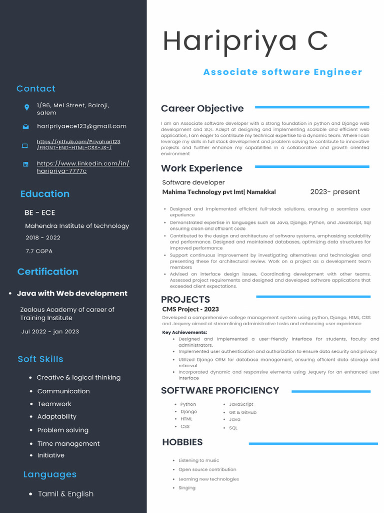 Hari Priya Resume | PDF