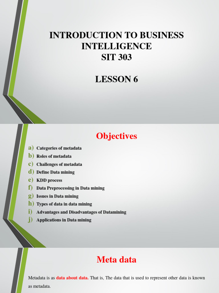 Bi Lesson 6 | PDF | Metadata | Databases