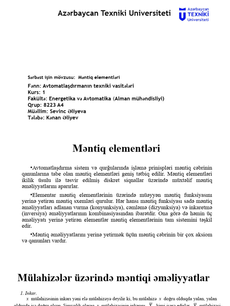 1 Avtomatlaşdırmanın Texniki Vasitələri | PDF