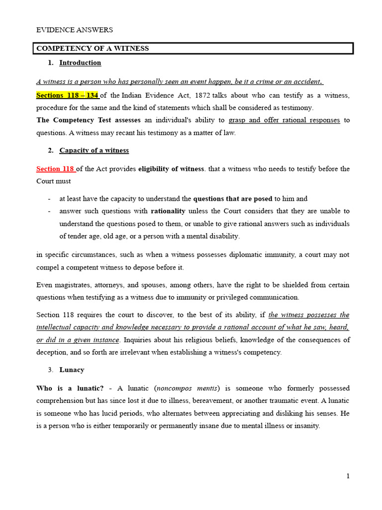 Witness Burden of Proof | PDF | Burden Of Proof (Law) | Evidence (Law)