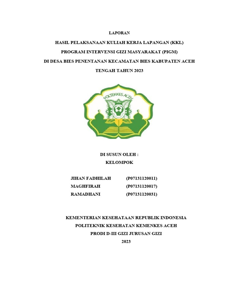 Laporan KKL Gizi2023 | PDF