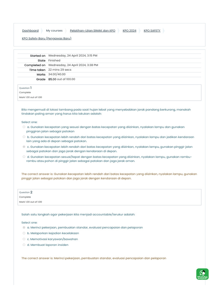 KPO Safety Baru (Pengawas Baru) - Attempt Review Ally | PDF | Bisnis