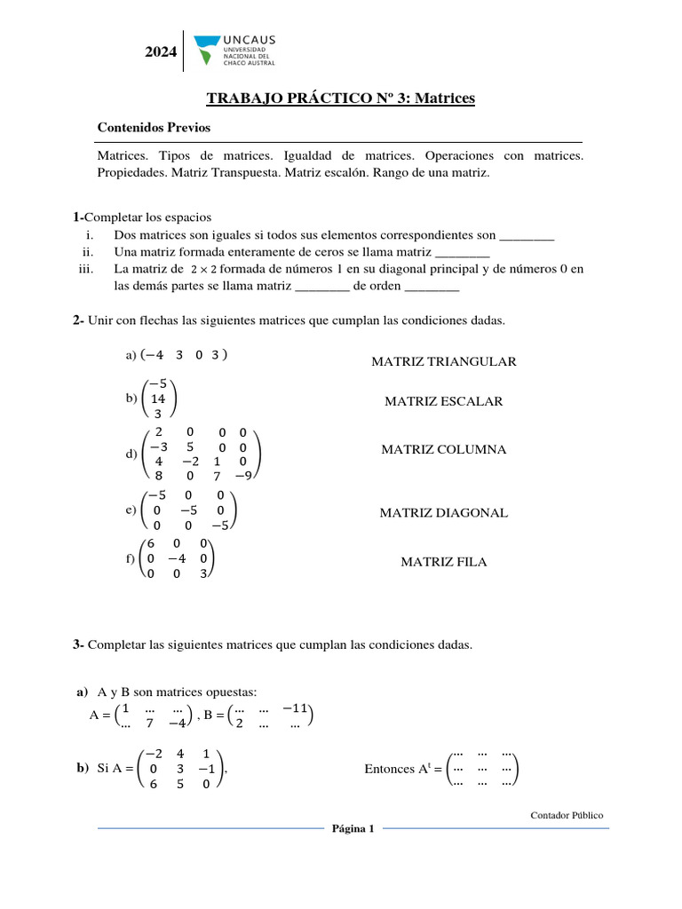 Guia #3 - 2024 - 240502 - 081614 | PDF | Matriz (Matemáticas) | Teoría ...