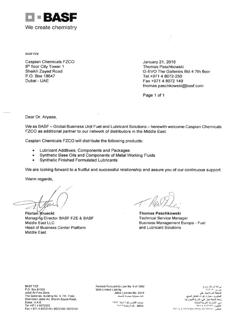 BASF Intro Letter | PDF