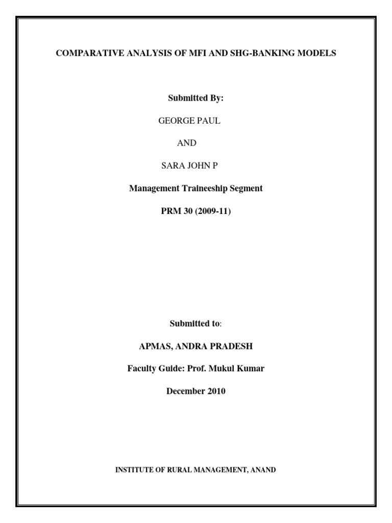 Comparative Analysis of SHG-Bank Linkage Models | PDF | Microfinance ...