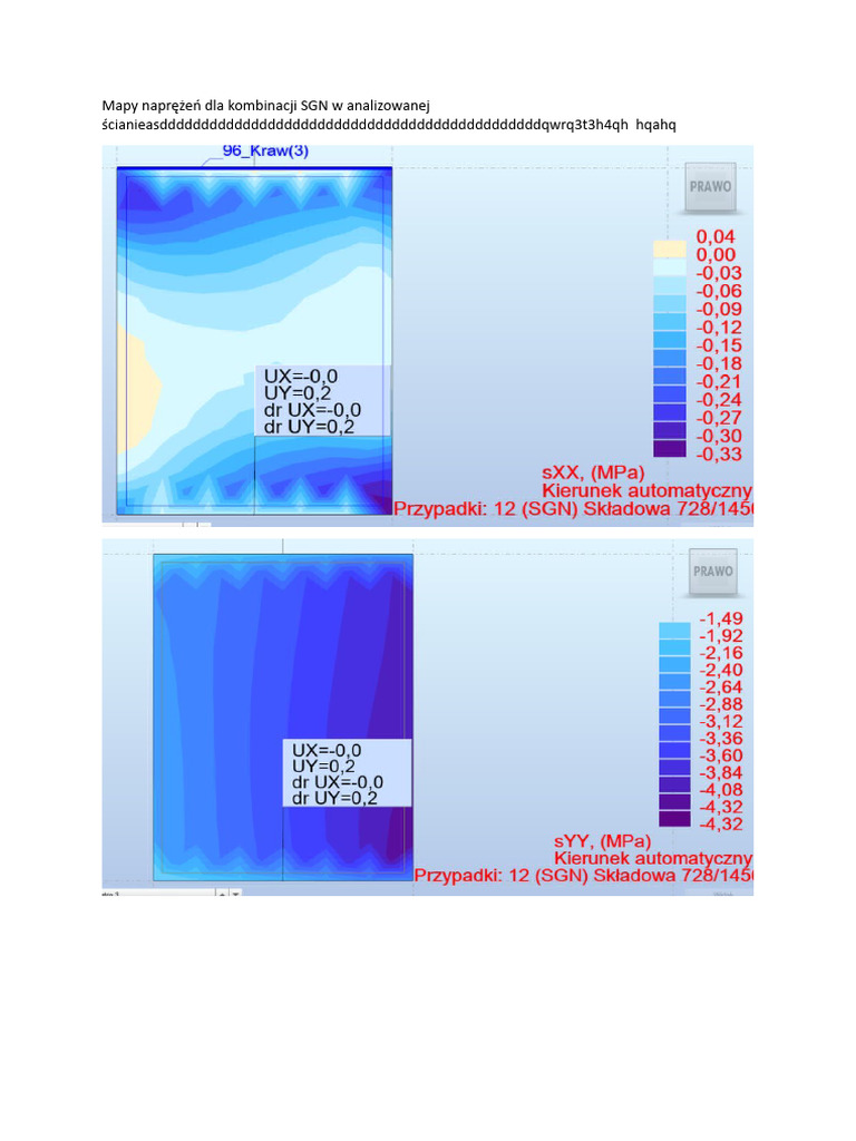 Mapy Naprężeń Dla Kombinacji SGN W Analizowanej Ścianieasddddddddddddddqwrq3t3h4qh Hqahq | PDF