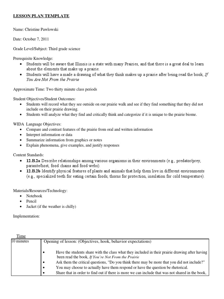 Prairie Exploration for 3rd Graders | PDF