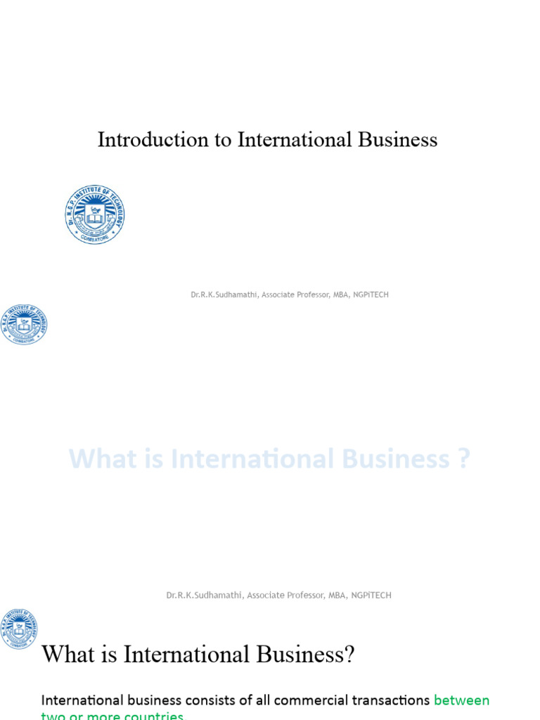 1 - Introduction To International Business | PDF | International ...