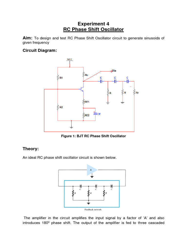 RC Phase Shift Oscillator Lab Manual | PDF | Electronic Oscillator ...