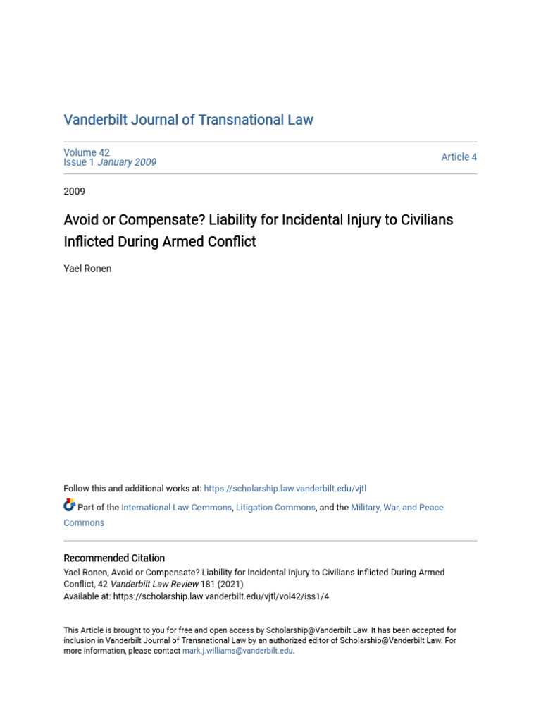 Avoid or Compensate - Liability For Incidental Injury To Civilians ...