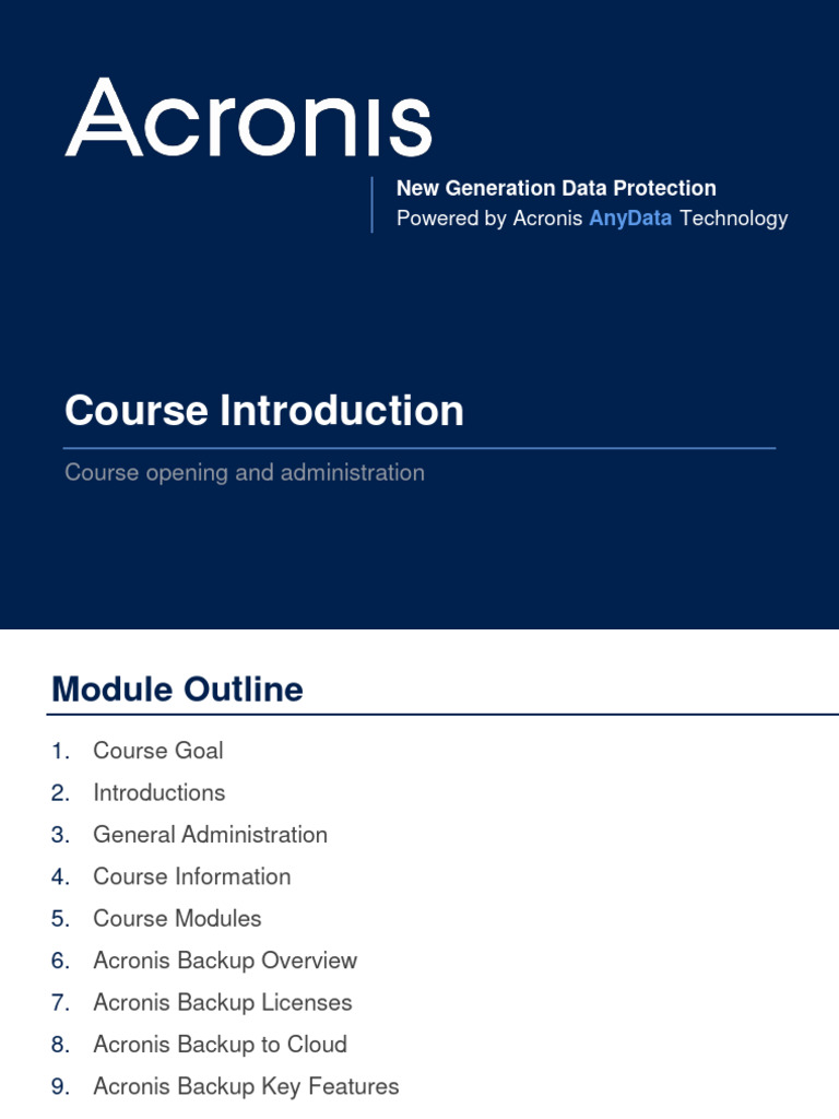 Acronis Certified Engineer Backup 11.5 Training Presentation Module 1 ...
