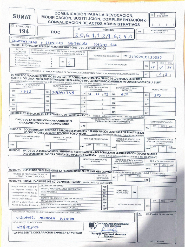 Formulario 194 | PDF
