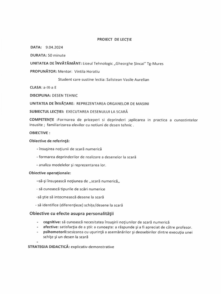 Proiect de Lectie 4 | PDF