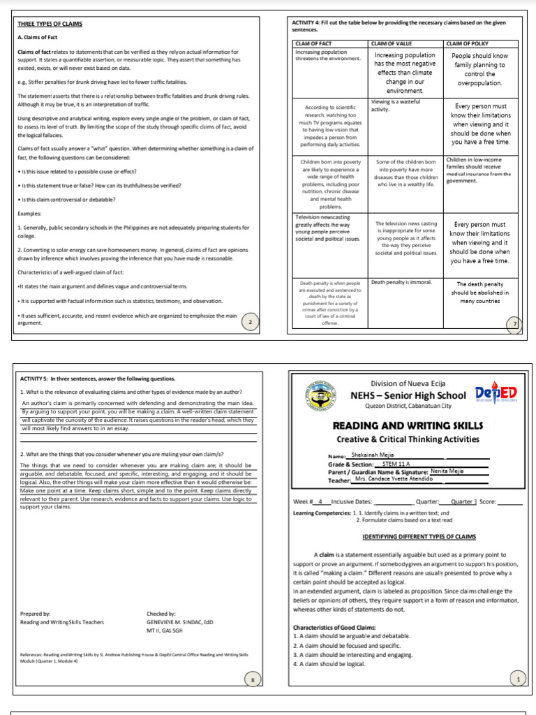 Las Reading Q3 Week 4 | PDF | Crimes | Crime & Violence