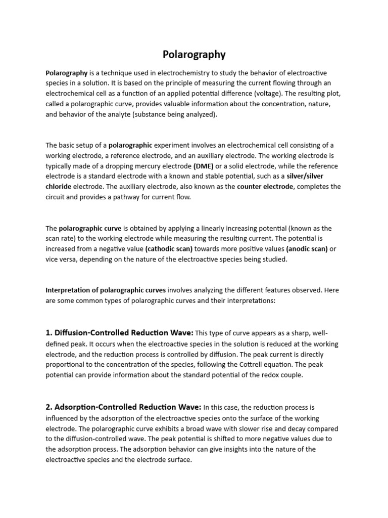 Polarographyand Interpretation of Polarographic Curve | PDF | Redox | Electrode