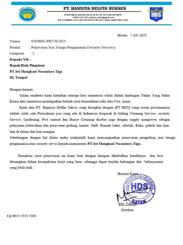 Penawaran RAB JASA SECURITY PT SEI MANGKAI NUSANTARA TIGA | PDF | Karier & Perkembangan