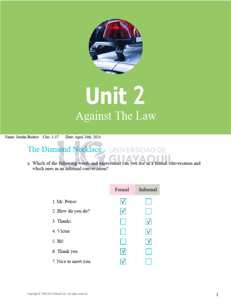 Module 1 Against The Law Worksheet Jordán Bodero | PDF | Language Arts ...