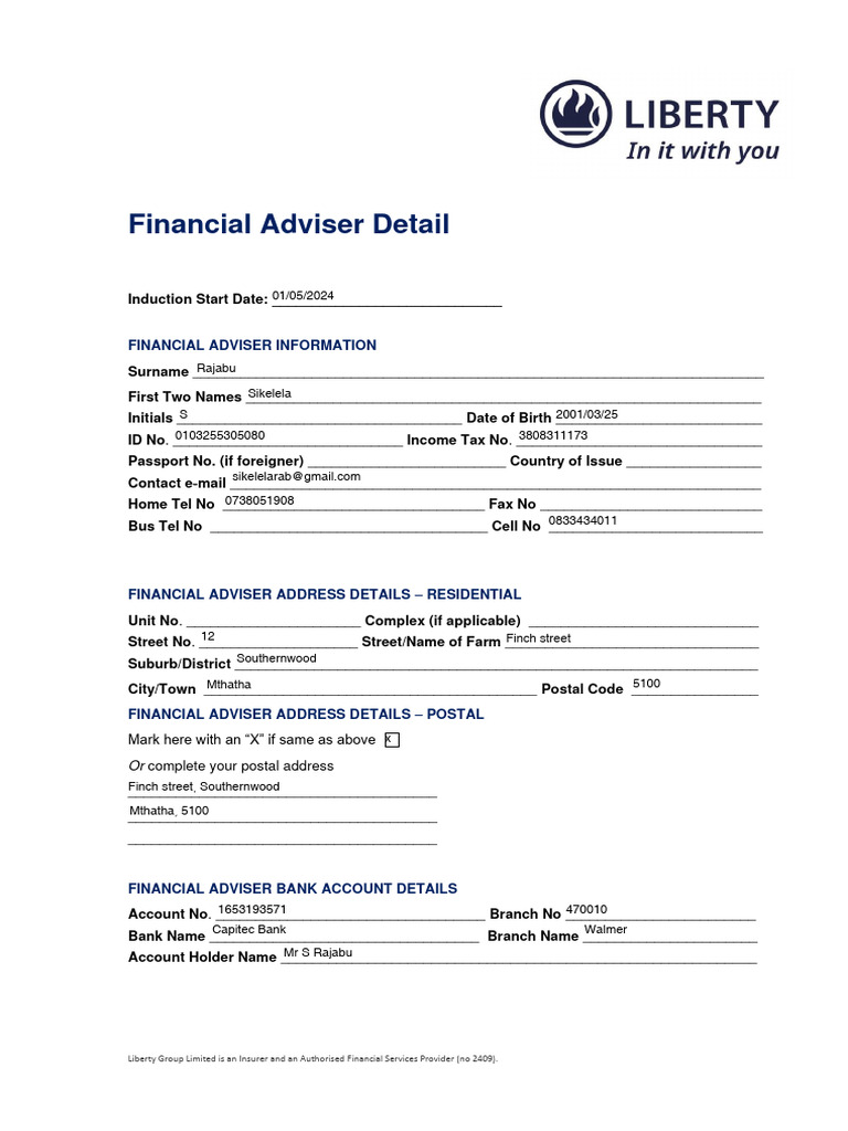 ENT FA - FA Agreements, Commission Instruction Form, FA Detail & FSCA ...