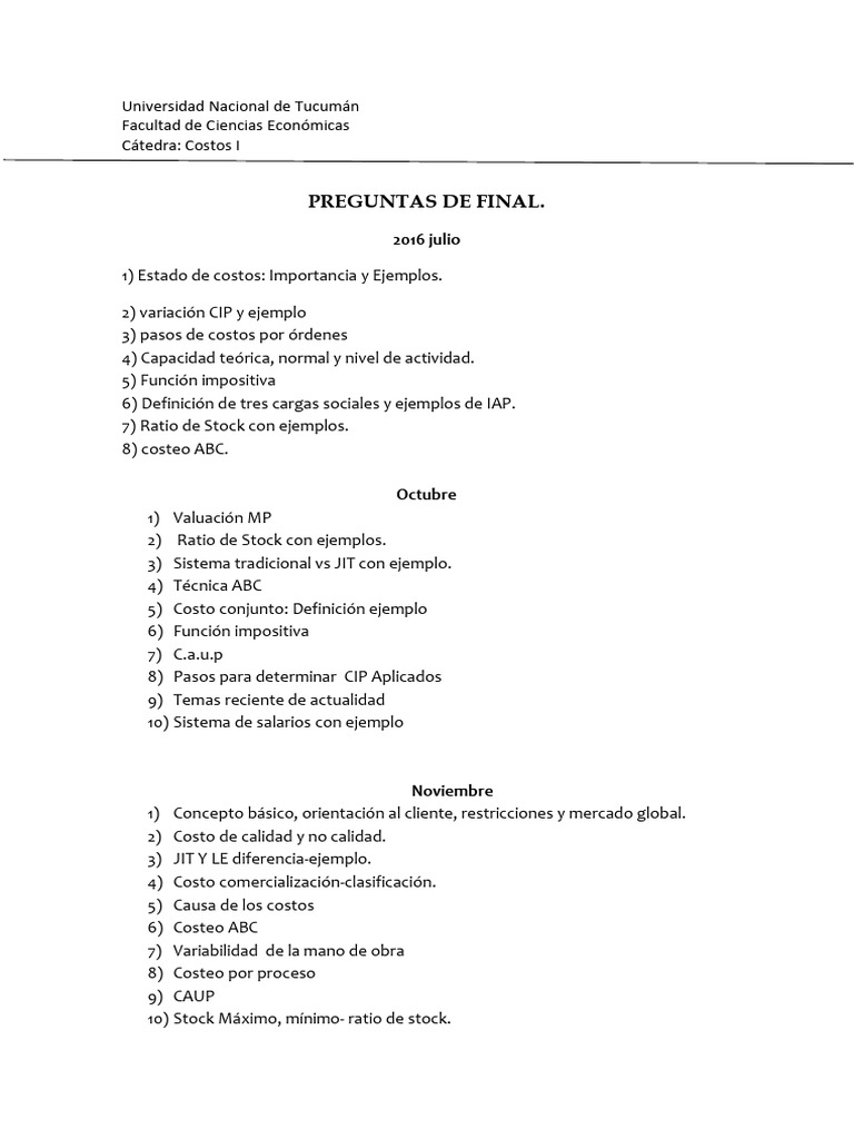 Preguntas Finales Costos 1 | PDF | Contabilidad | Presupuesto