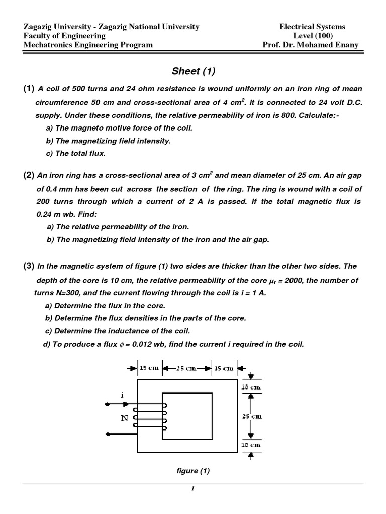 Sheet No.1 | PDF | Inductor | Inductance