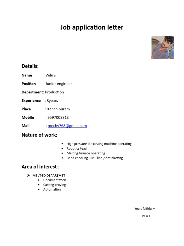 Velu Resume | PDF | Engines | Secondary Sector Of The Economy