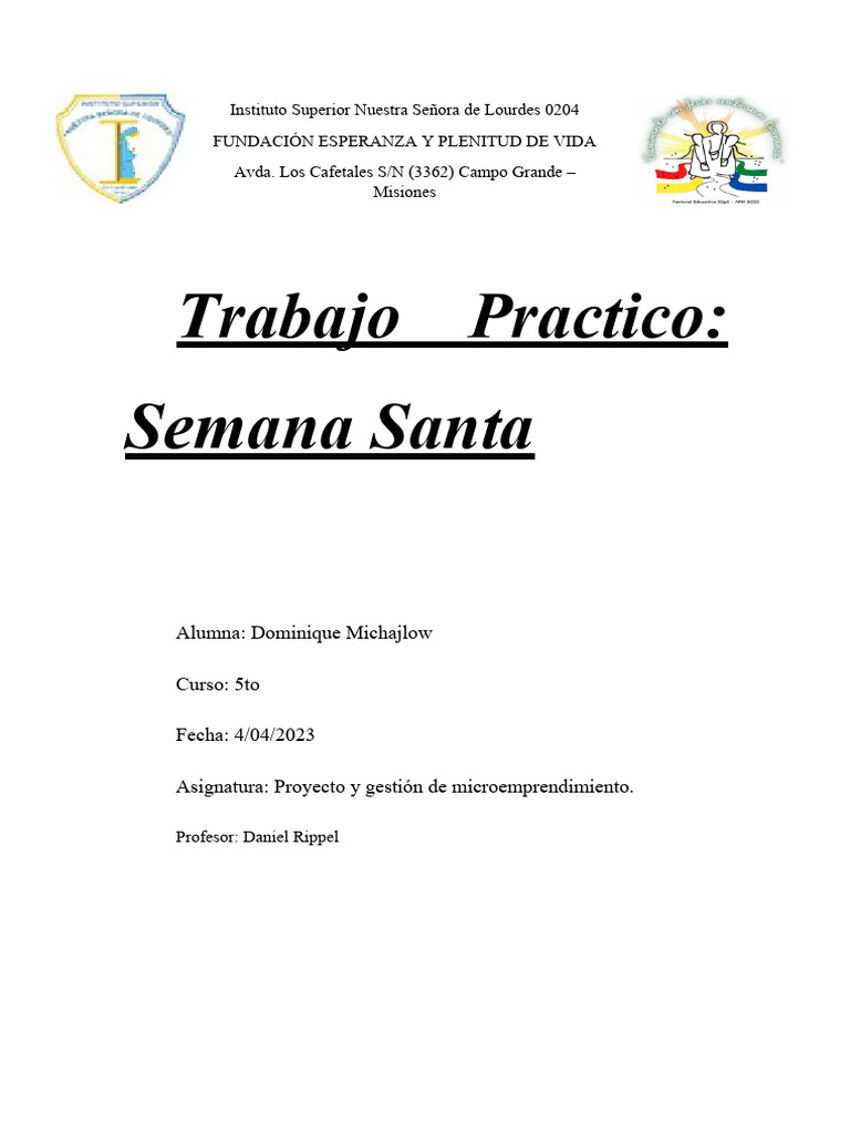 Trabajo Practico: Semana Santa | Descargar gratis PDF | Pascua de ...