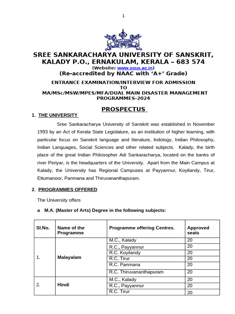 PG Prospectus 2024 | PDF | University And College Admission | Academic Degree