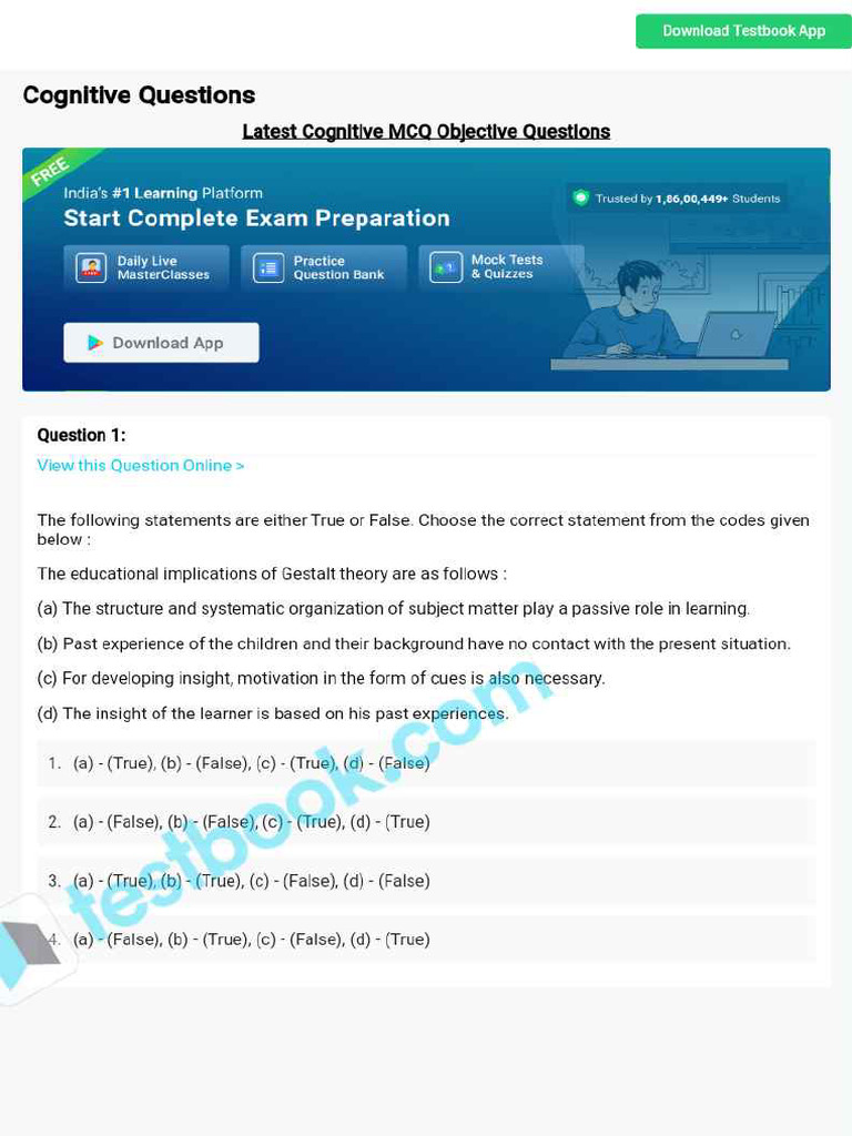 MCQ On Cognitive 5fc430c437912d6418299942 | PDF