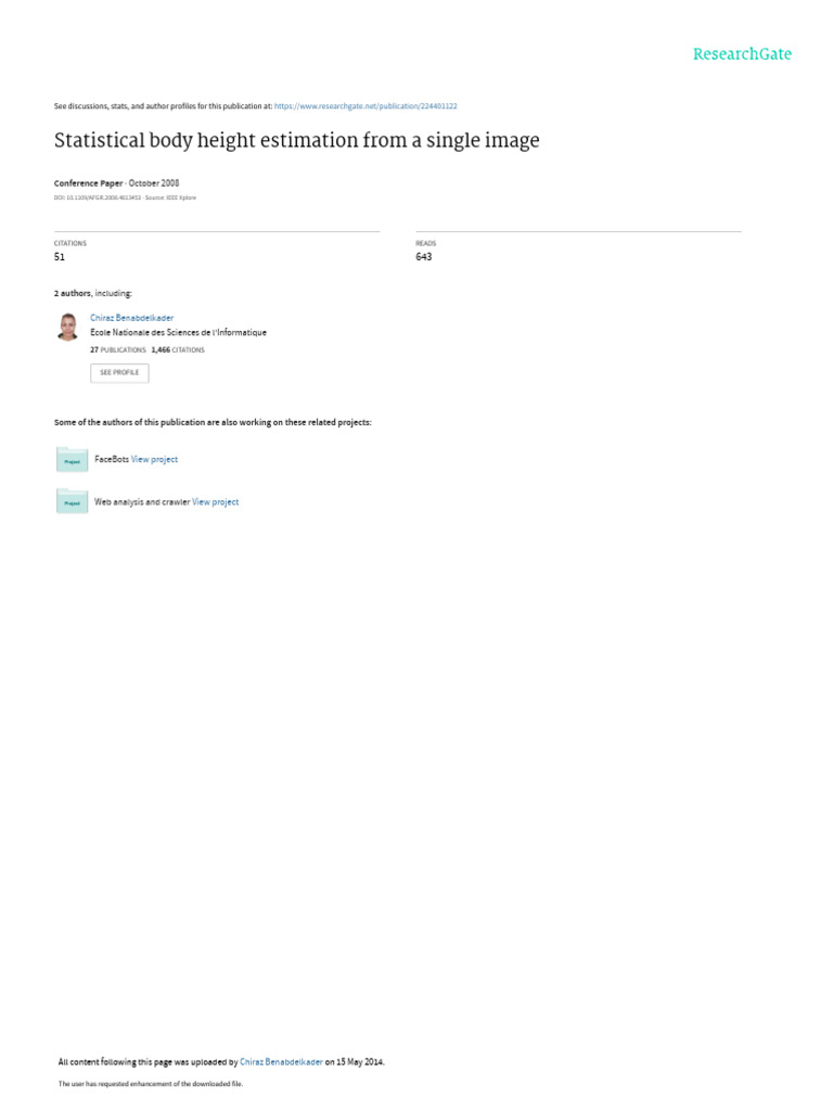 Single Image Body Height Estimation | PDF | Vector Space | System Of ...