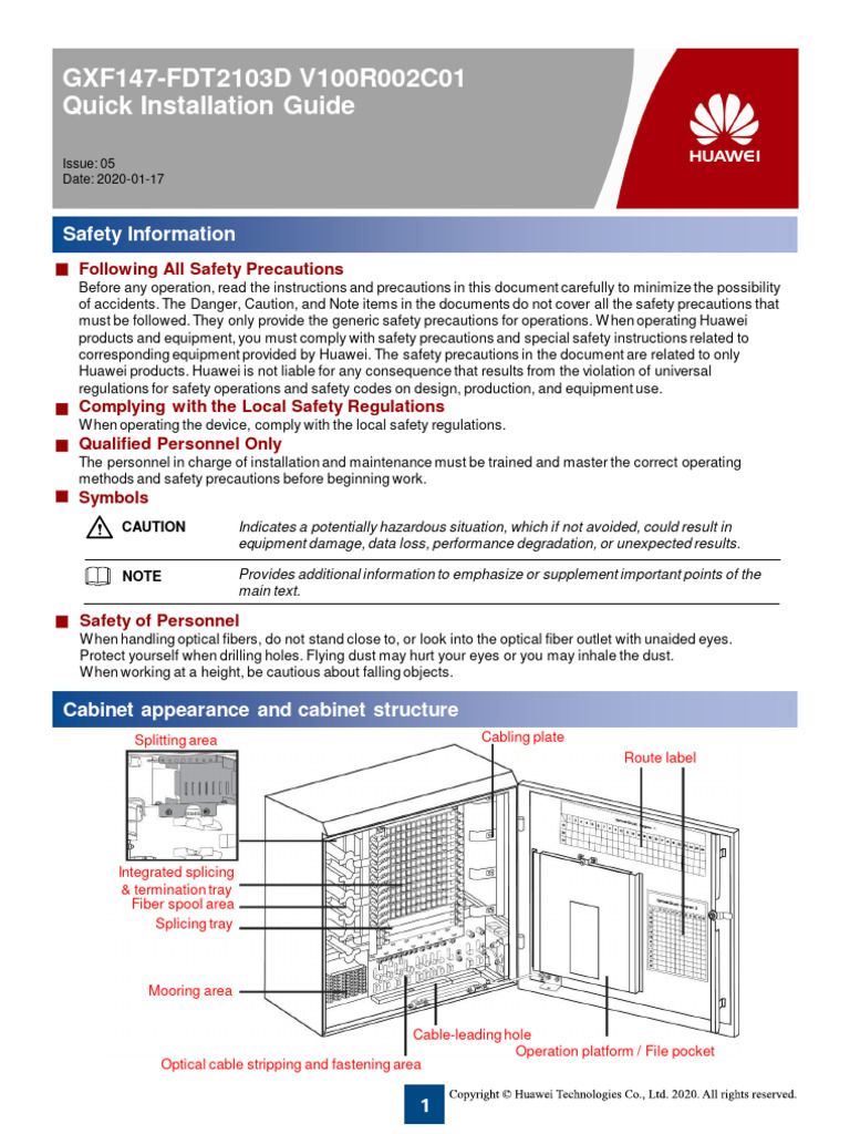 GXF147-FDT2103D V100R002C01 Quick Installation Guide 05 | PDF | Optical ...
