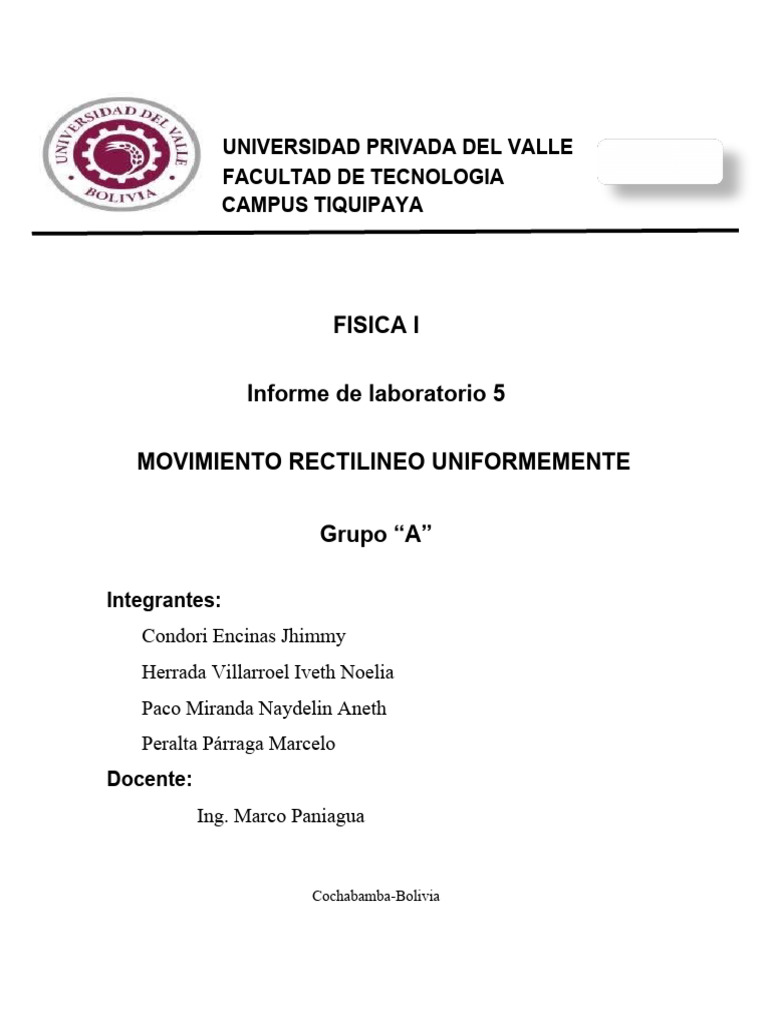 Informe 5 MRU 2.0 | PDF | Velocidad | Ecuaciones
