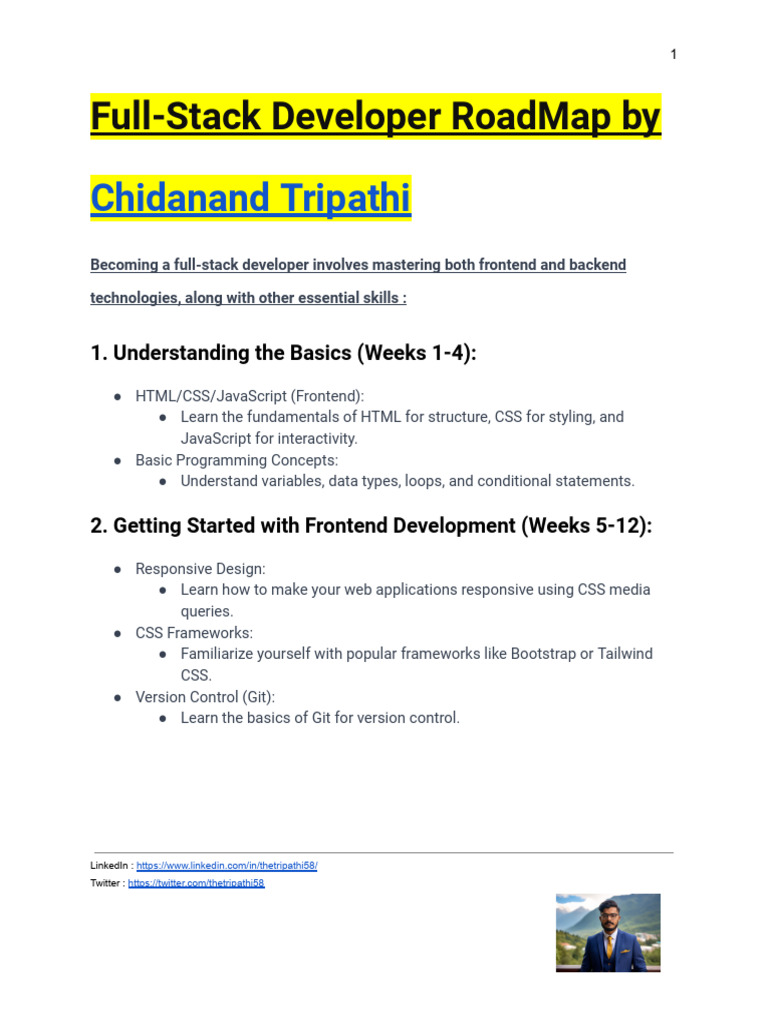Full-Stack Developer RoadMap by Chidanand Tripathi | PDF | Java Script | Databases