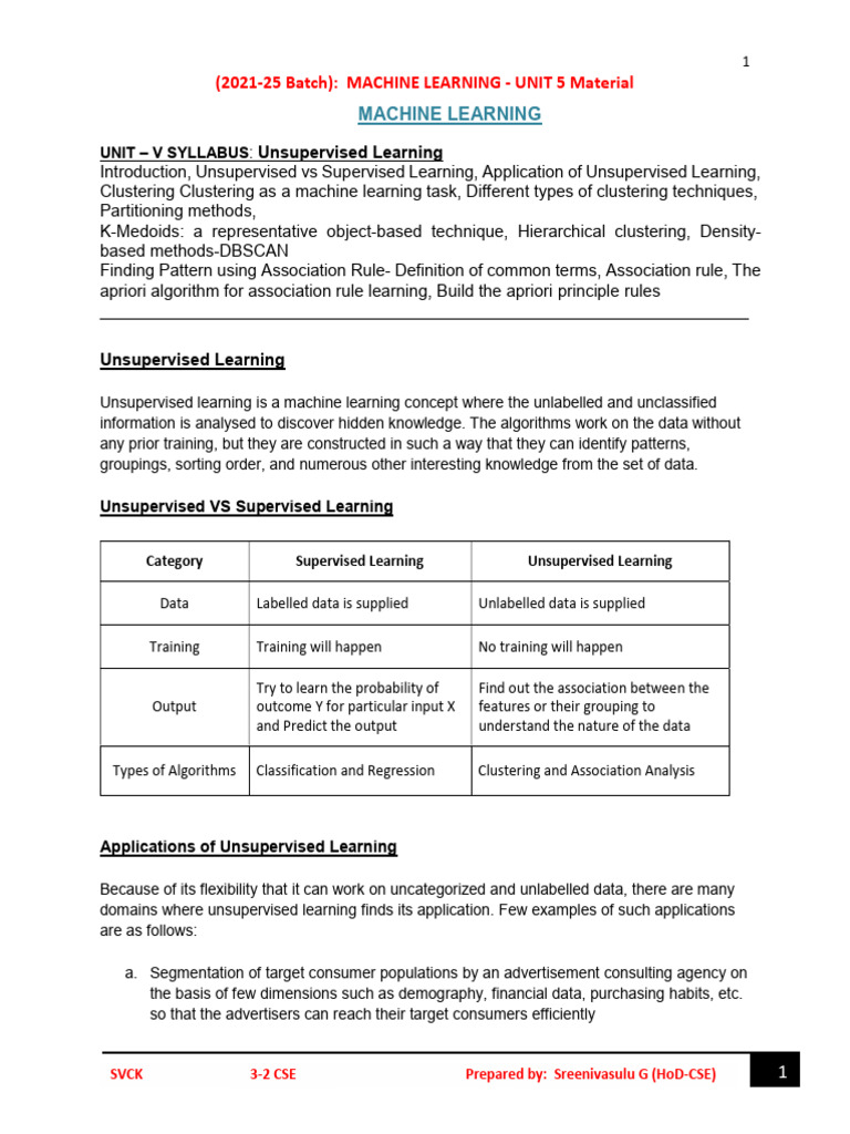 ML - UNIT 5 - Material - SVCK - CSE | PDF | Cluster Analysis | Machine Learning