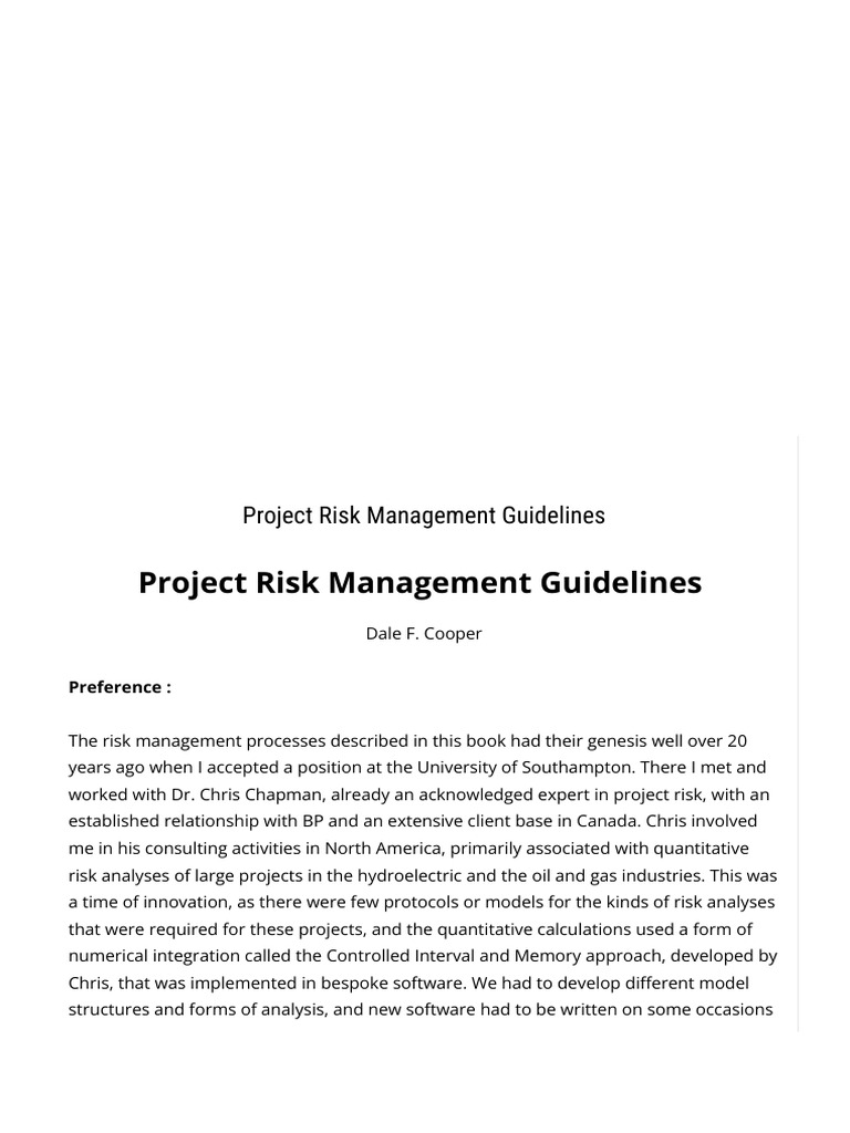 Project Risk Management Guidelines - Engineering Books | Download Free ...
